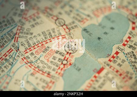 location of Tokyo in Japanese Kanji, Japan retro map before World War ...