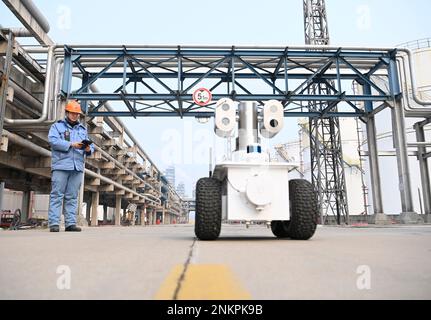 QINGDAO, CHINA - FEBRUARY 24, 2023 - An industrial inspection robot is ...