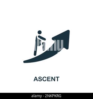 Ascent icon. Monochrome simple sign from performance collection. Ascent ...