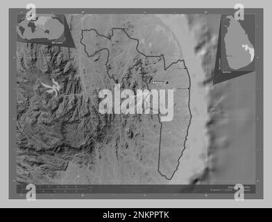 Ampara, district of Sri Lanka. Elevation map colored in wiki style with ...