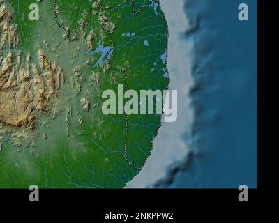 Ampara, district of Sri Lanka. Elevation map colored in sepia tones ...