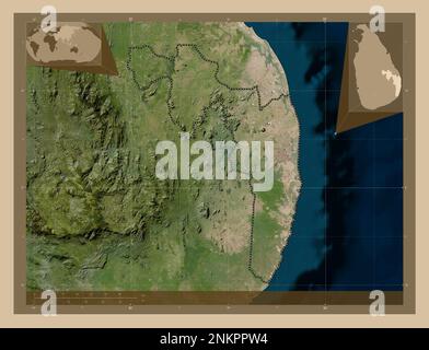 Shape of Ampara, district of Sri Lanka, with its capital isolated on ...