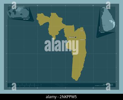 Shape of Ampara, district of Sri Lanka, with its capital isolated on ...