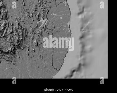 Ampara, district of Sri Lanka. Elevation map colored in sepia tones ...