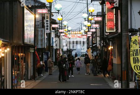 A photo shows Showa Town which was reproduced the streets of the Showa ...