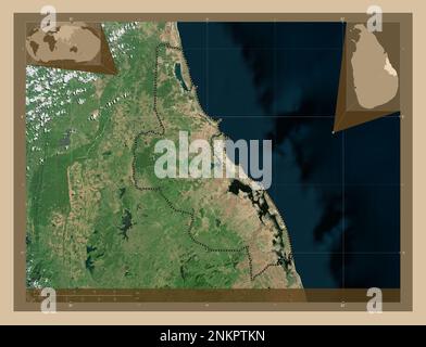 Batticaloa, district of Sri Lanka. Low resolution satellite map ...