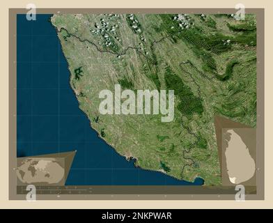 Galle, district of Sri Lanka. High resolution satellite map. Locations ...