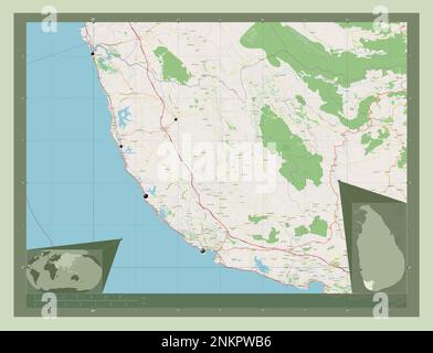 Galle, district of Sri Lanka. Open Street Map. Locations and names of ...