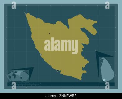 Shape of Galle, district of Sri Lanka, with its capital isolated on ...
