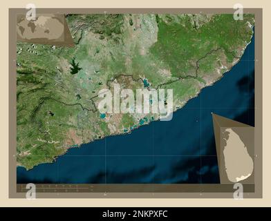 Hambantota, district of Sri Lanka. High resolution satellite map ...