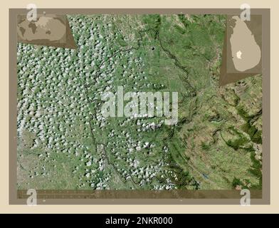 Kegalle, district of Sri Lanka. High resolution satellite map. Corner ...