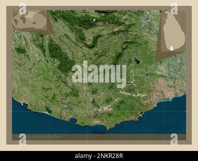 Matara, district of Sri Lanka. High resolution satellite map. Locations ...