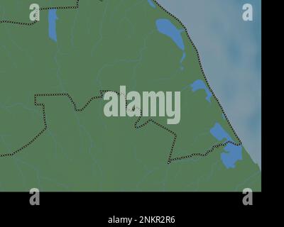 Mullaitivu, district of Sri Lanka. Colored elevation map with lakes and ...