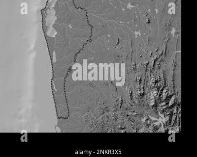 Puttalam, district of Sri Lanka. Bilevel elevation map with lakes and ...