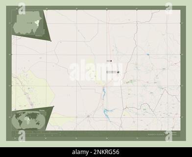 Kassala, state of Sudan. Open Street Map. Locations of major cities of ...