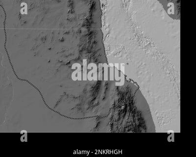 Red Sea, state of Sudan. Bilevel elevation map with lakes and rivers ...