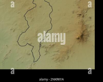 West Darfur, state of Sudan. Colored elevation map with lakes and ...