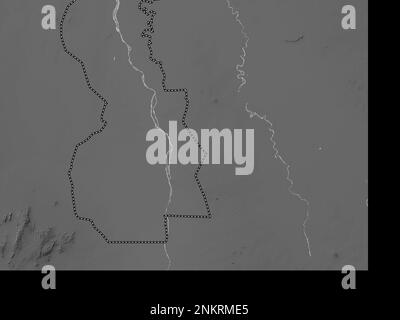 White Nile, state of Sudan. Grayscale elevation map with lakes and ...