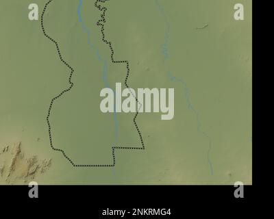 White Nile, state of Sudan. Elevation map colored in sepia tones with ...