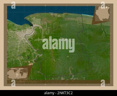 Commewijne, district of Suriname. Low resolution satellite map ...