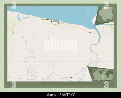 Coronie, district of Suriname. Open Street Map. Locations of major ...