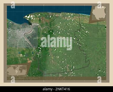 Commewijne, district of Suriname. High resolution satellite map ...