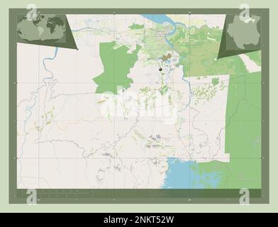 Para, district of Suriname. Open Street Map. Locations of major cities ...