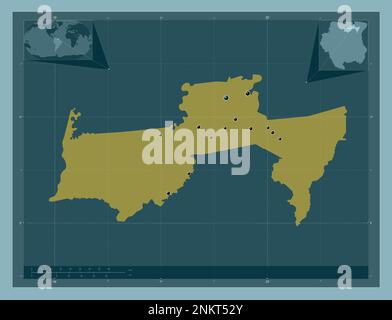 Para, district of Suriname. Solid color shape. Locations and names of ...