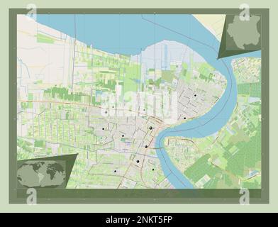 Paramaribo, district of Suriname. Open Street Map. Locations and names ...