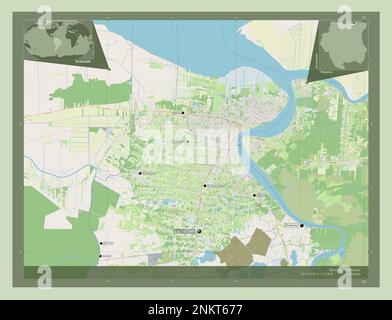 Wanica, district of Suriname. Open Street Map. Locations of major ...