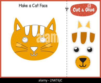 Cut and glue baby cat. Education developing worksheet. Color paper game ...