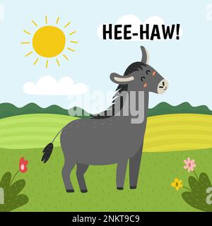 Donkey saying hee-haw. Cute farm animal talking Stock Vector Image ...