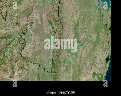 Lubombo, district of Eswatini. High resolution satellite map. Locations ...