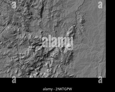 Manzini, district of Eswatini. Bilevel elevation map with lakes and ...