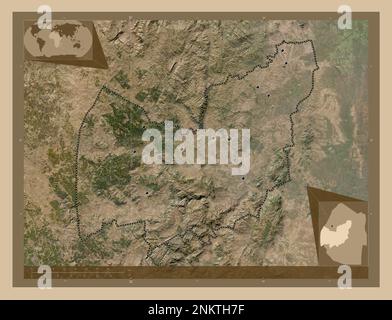 Manzini, district of Eswatini. Low resolution satellite map. Corner ...