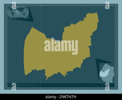 Manzini, district of Eswatini. Solid color shape. Locations and names ...