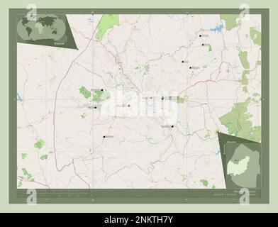 Manzini, district of Eswatini. Open Street Map. Corner auxiliary ...