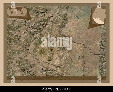 Shiselweni, district of Eswatini. Low resolution satellite map. Corner ...