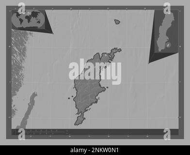 Gotland, county of Sweden. Bilevel elevation map with lakes and rivers ...