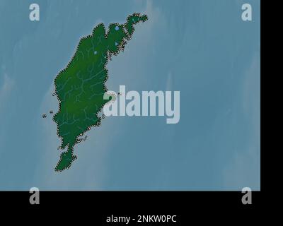 Gotland, county of Sweden. Colored elevation map with lakes and rivers ...