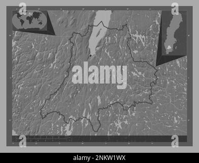 Jonkoping, county of Sweden. Bilevel elevation map with lakes and ...