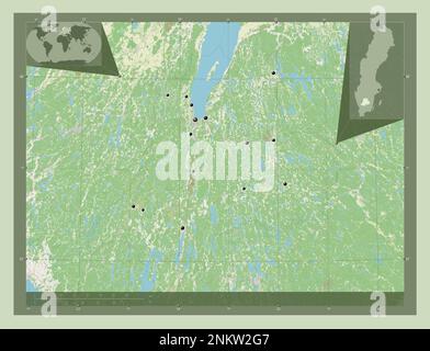 Jonkoping, county of Sweden. Open Street Map. Locations and names of ...