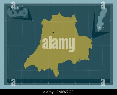 Jonkoping, county of Sweden. Solid color shape. Locations of major ...