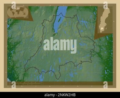 Jonkoping, county of Sweden. Colored elevation map with lakes and ...