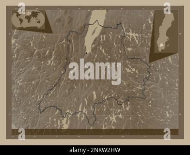 Jonkoping, county of Sweden. Colored elevation map with lakes and ...