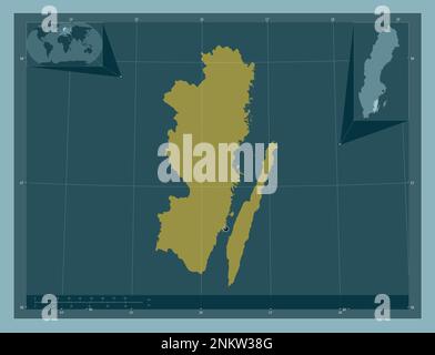 Kalmar, county of Sweden. Solid color shape. Locations and names of ...