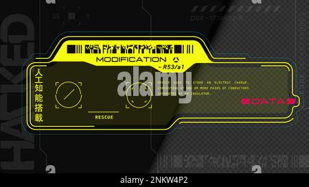 Cyberpunk decal. Warning label for security or warning, rerto ...