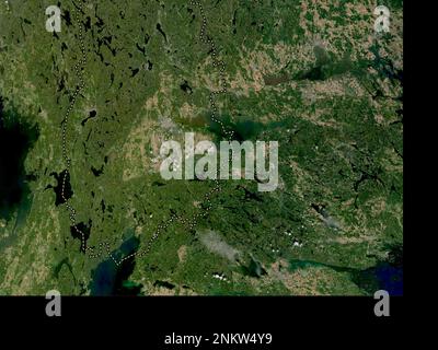 Orebro, county of Sweden. Low resolution satellite map. Locations of ...