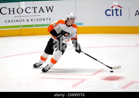 Philadelphia Flyers defenseman Travis Sanheim (6), left, and Minnesota ...