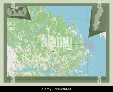 Uppsala, county of Sweden. Open Street Map. Locations and names of ...